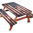Amazon.com: YEYE JUICE Retro American Flag Fitted Picnic Table Cover ...