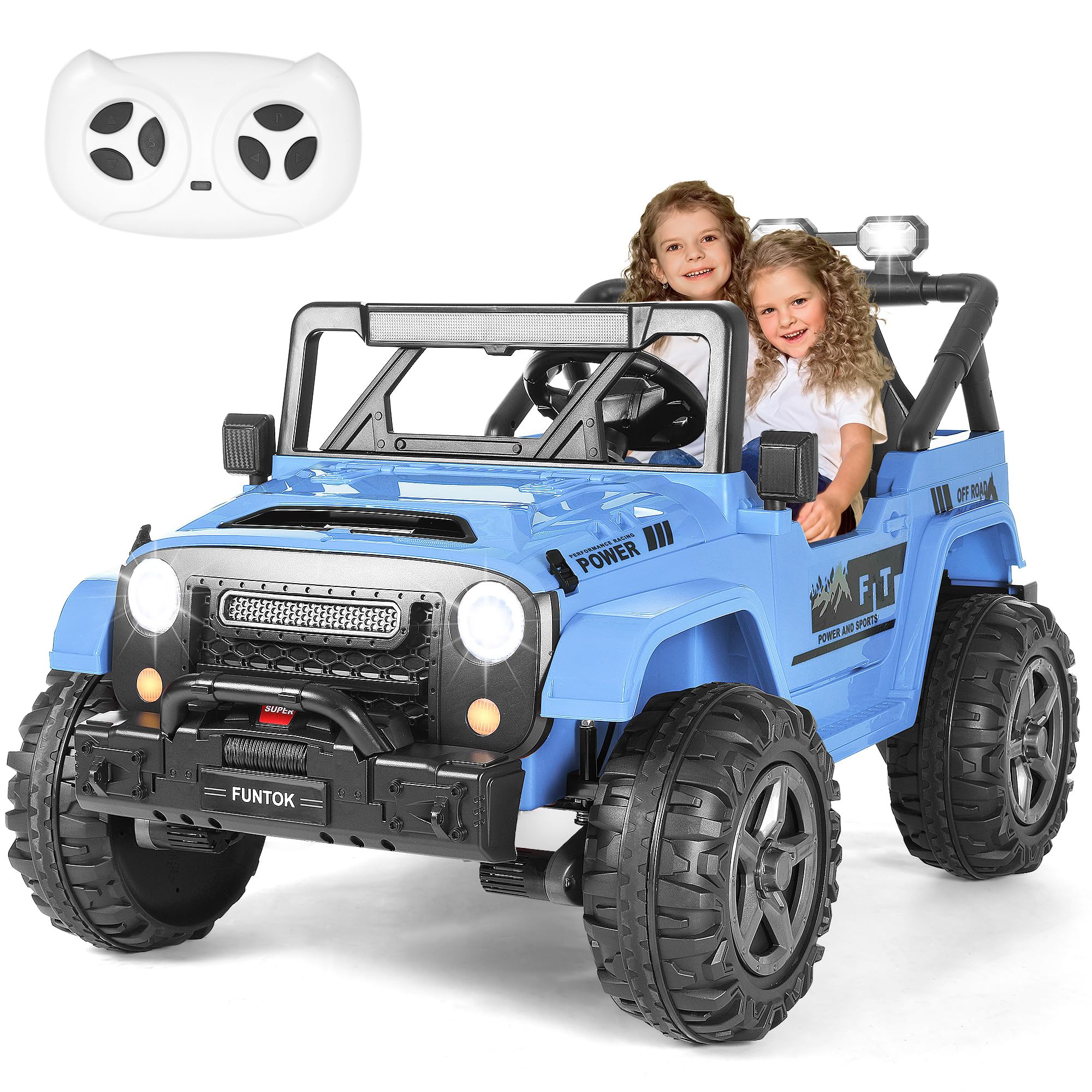 FUNTOK 2 Seater 24V Ride On Truck for Big Kids, 5 MPH Electric Car w ...