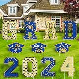 Amazon.com : 2024 Graduation Yard Sign Decorations Blue Gold Graduation ...