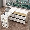 Amazon.com: AIEGLE Rotating Office Desk with 4 Drawers & 5 Open Shelves ...