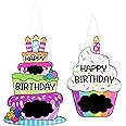 Amazon.com: L1rabe 2Pcs Happy Birthday Wood Door Sign Decor Child ...