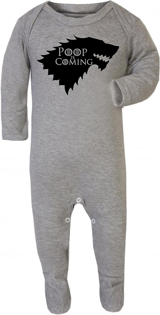 Funky Gifts Grey Poop is Coming Baby Rompa Suit: Amazon.co.uk: Clothing