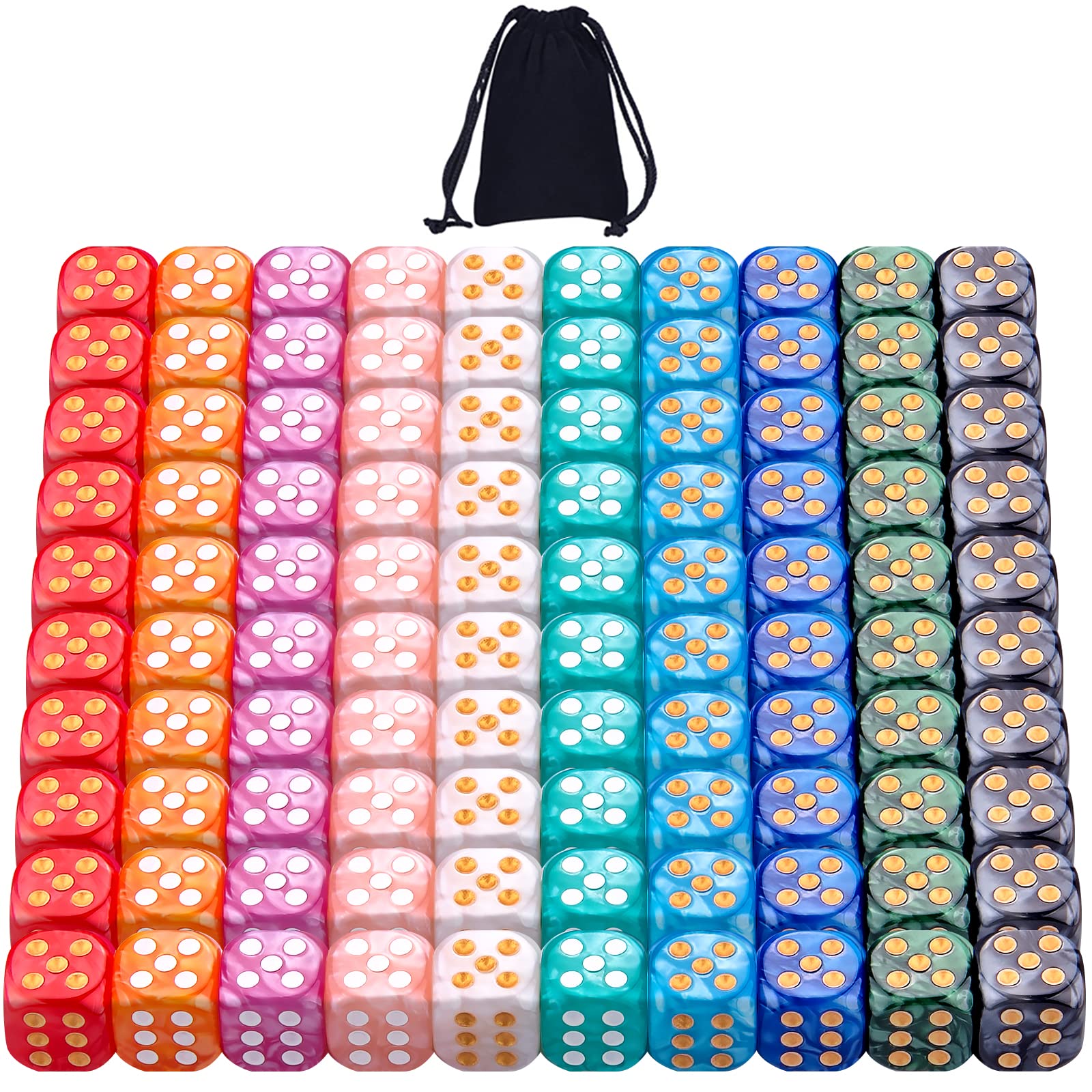Mua AUSTOR 100 Pieces 12mm Dice 6 Sided Game Dice Pearl Color Tiny Dice ...