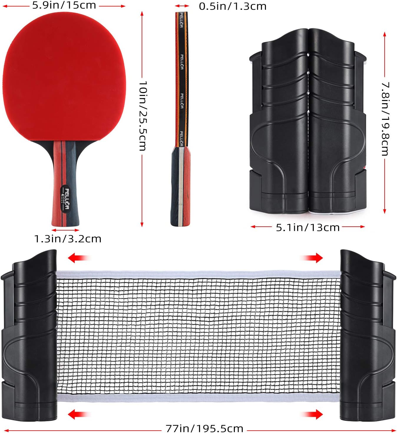 Table Tennis Set with Ping Pong Paddle and Net Rack for Beginners and ...
