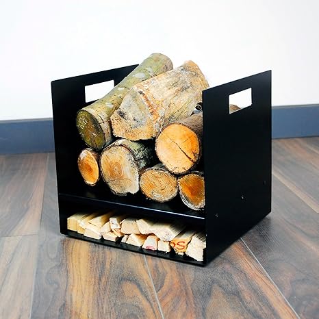 Compact 32cm Modern Firewood Steel Log Basket/Carrier for Woodstove ...