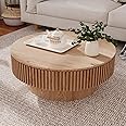 Amazon.com: Round Coffee Table with Storage, Modern Wooden Coffee Table ...
