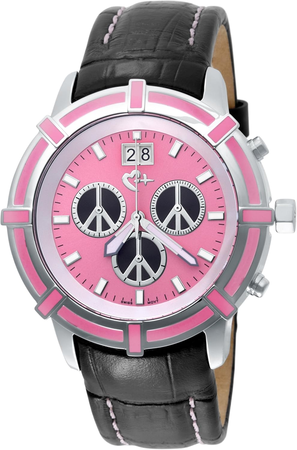 Amazon.com: Love Peace and Hope Midsize WA04 Pink and Black Time for ...
