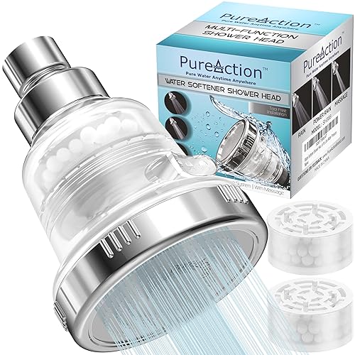 PureAction Water Softener Shower Head Filter for Hard Water - Chlorine ...
