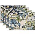 Amazon.com: AnyDesign Chinoiserie Placemats Asian Scenic Blue and Kelly ...