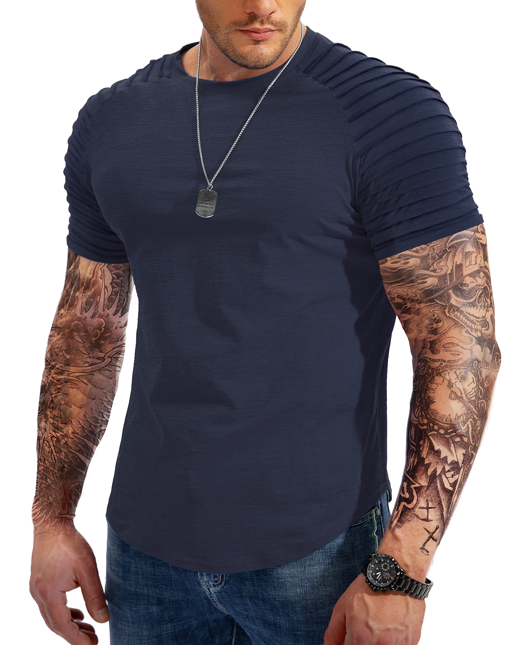 Pinkbomb Men's Muscle T-Shirts Fashion Tee Short Sleeve Athletic ...