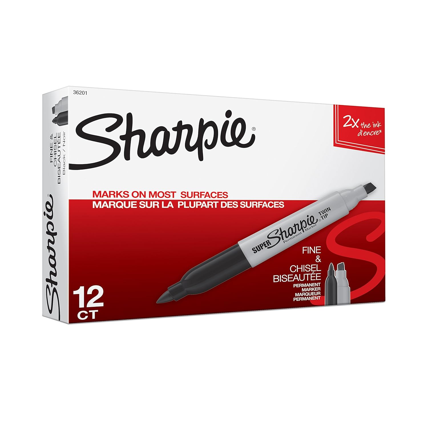 Sharpie Super Twin Tip Fine Point and Chisel Tip Permanent Markers, 12 ...