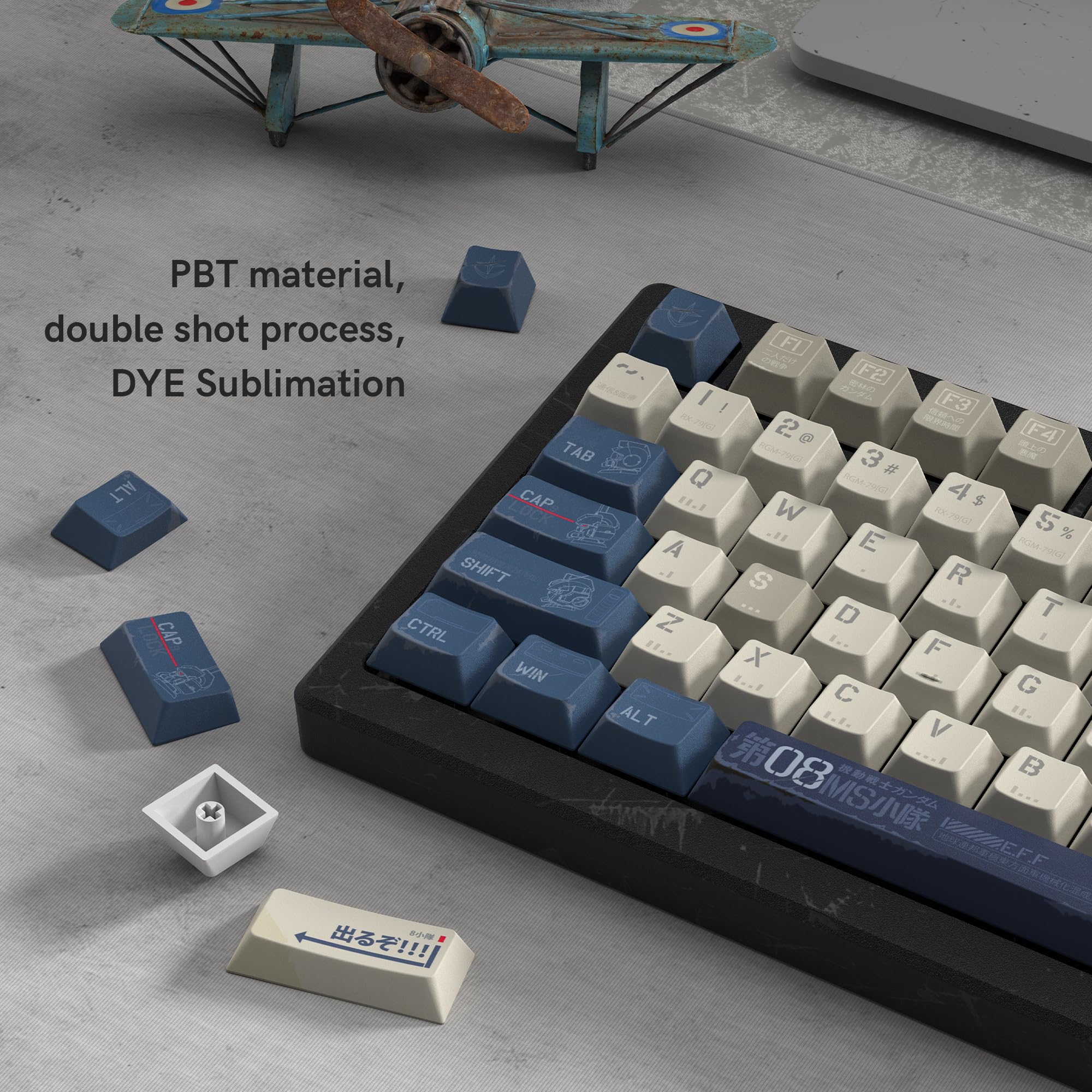 Mua dagaladoo Retro Japanese Anime PBT keycaps,Beige/Blue Keycaps 60% ...