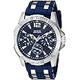 Amazon.com: GUESS Iconic Blue Stainless Steel Stain Resistant Silicone ...