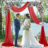 Amazon.com: PATYDEST Wedding Arch Draping Fabric Red Drapery 20FT Sheer ...