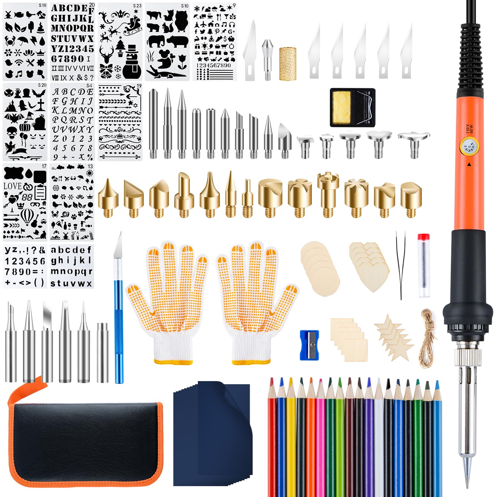 Fohil Wood Burning Kit for Adults with Gloves, 130pcs Wood Burning Pen ...