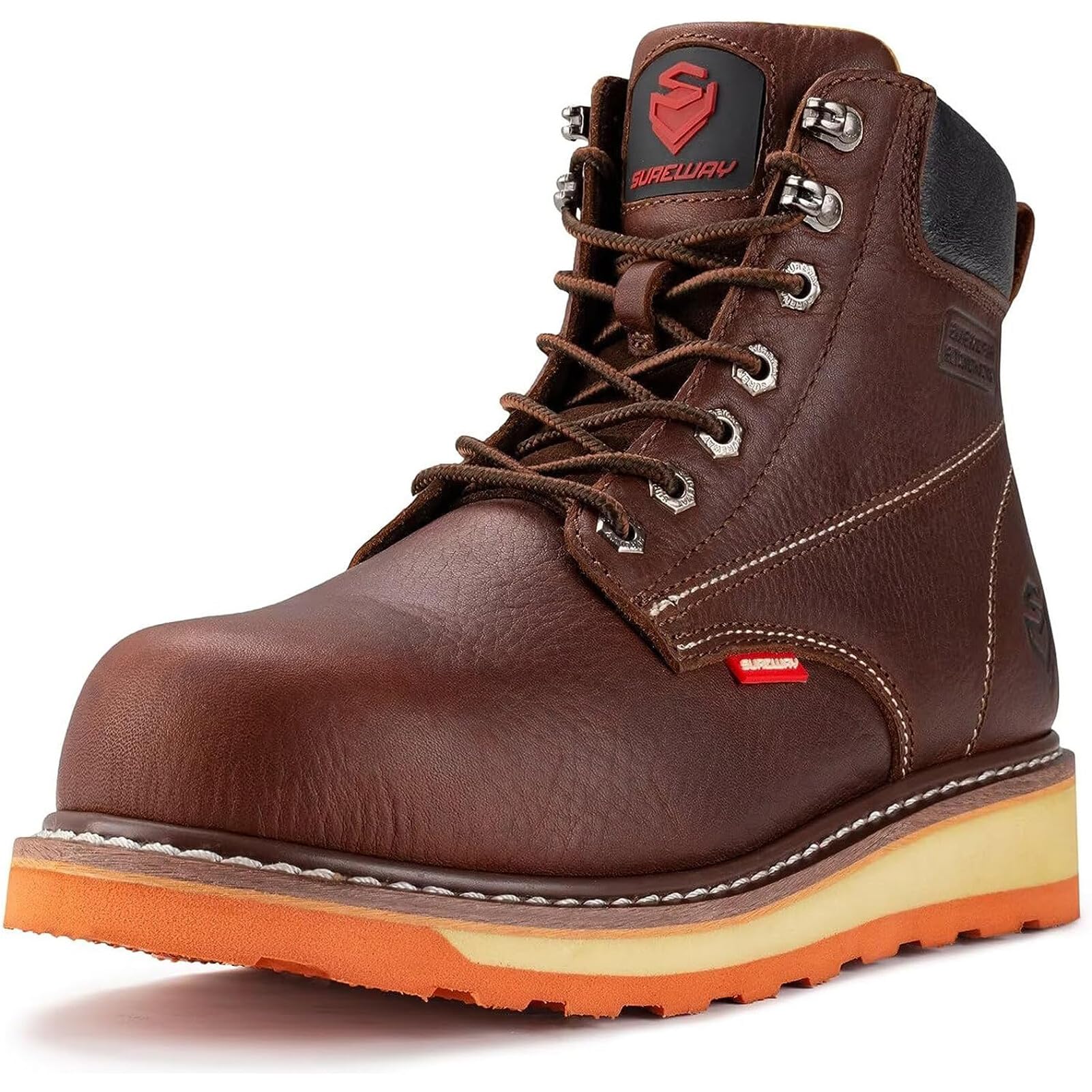 SUREWAY 6 in Mens Heavy Duty Soft/Steel Toe Work Boots for Men,Goodyear ...