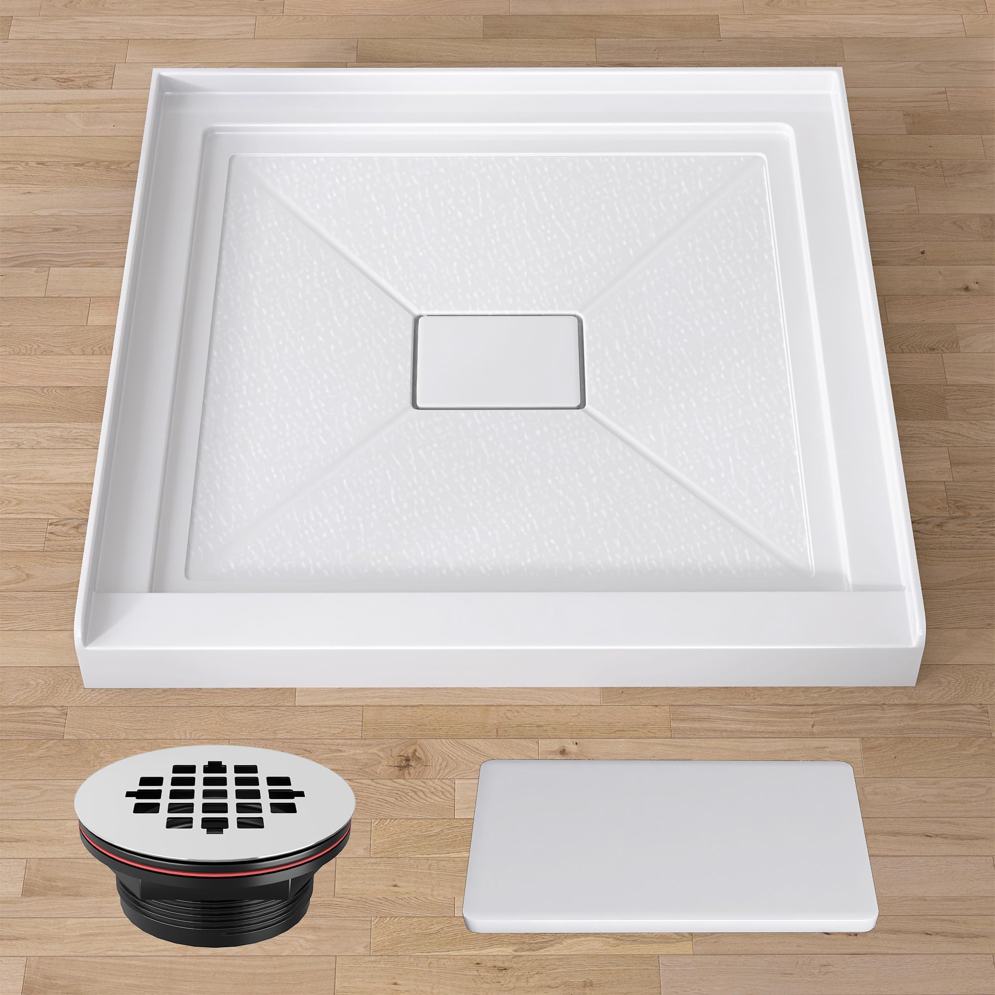 GETPRO Shower Base 34 in. D x 34 in. W Center Drain Single Threshold ...