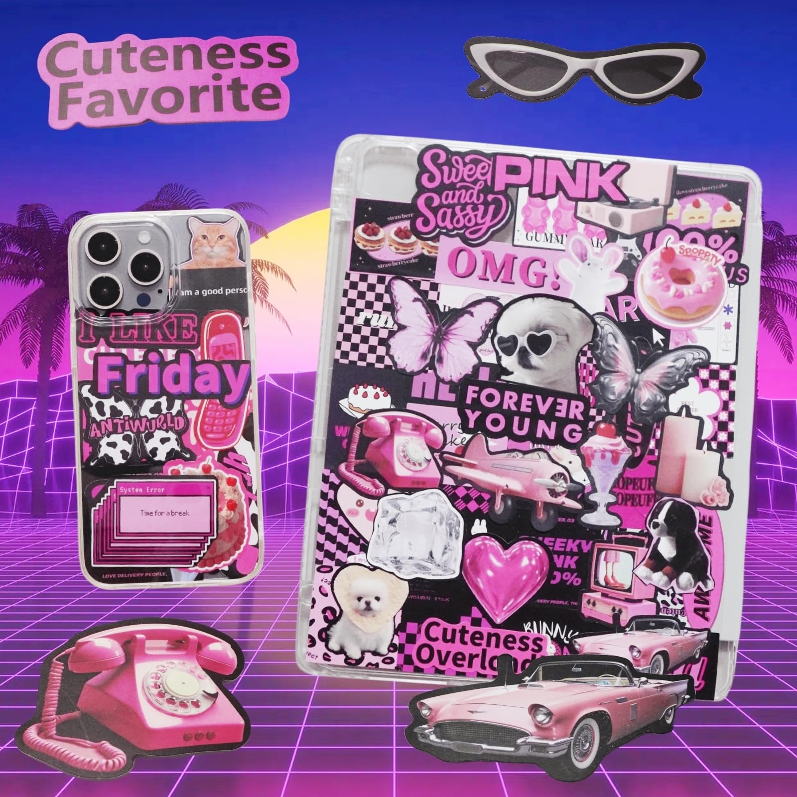 Mua Y2K Pink Stickers,160Pcs Aesthetic Sticker Packs,Coquette Stickers ...