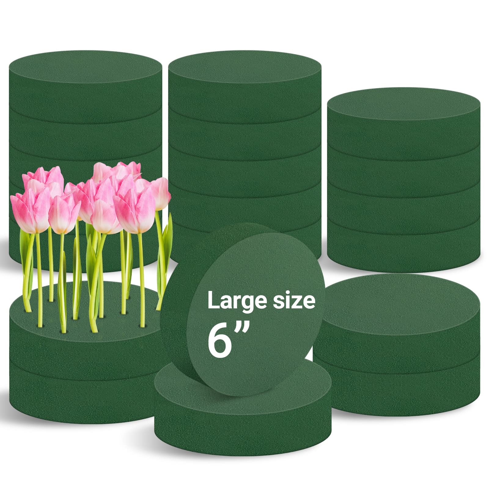 Bokon 20 Pcs Round Floral Foam Blocks 6 x 1.57 Inch Flower Foam Florist ...