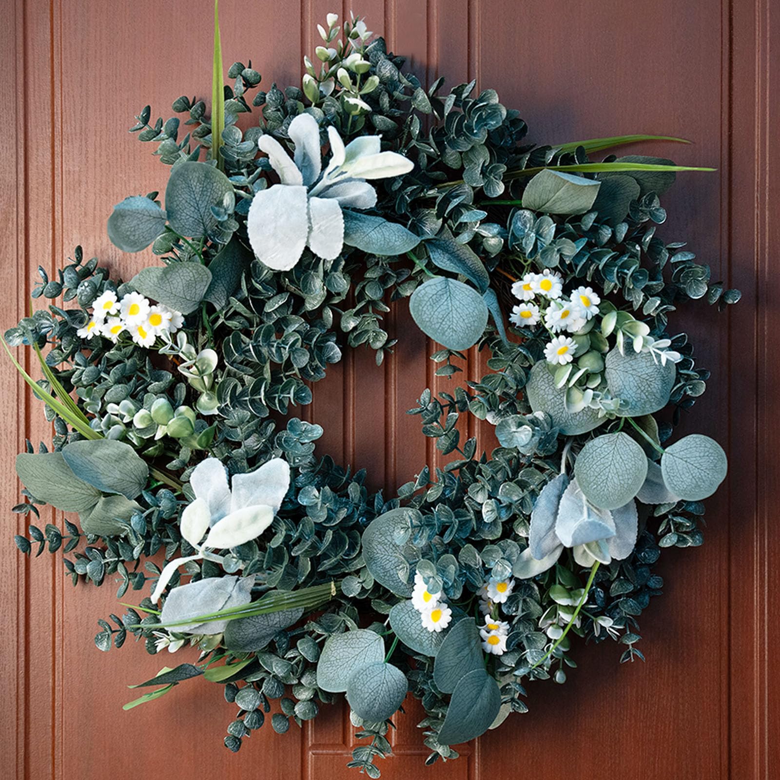 Green Wreaths for Front Door, Eucalyptus Greenery Wreath, Artificial ...