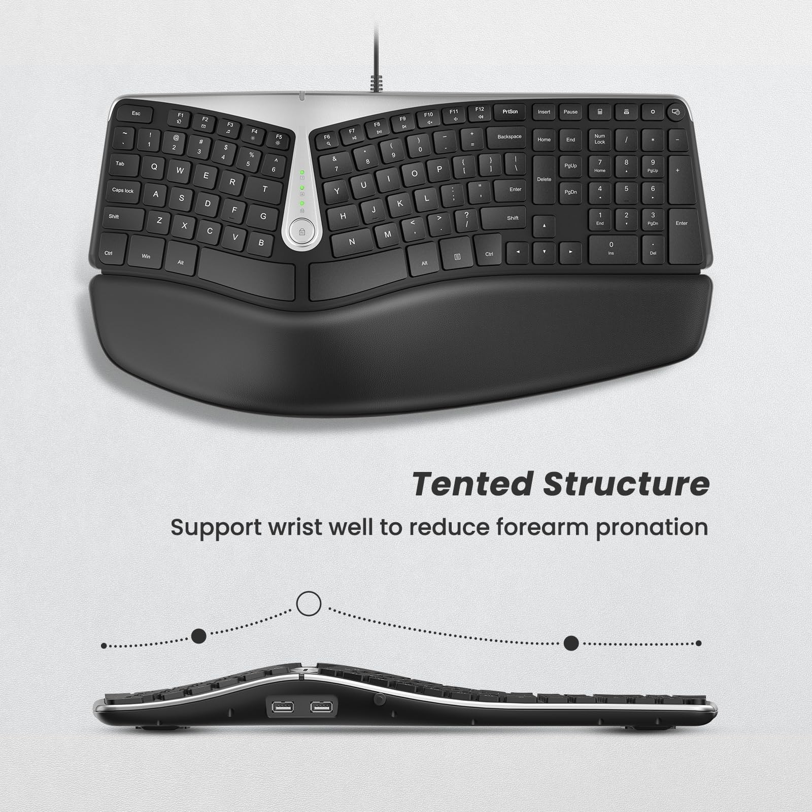 Mua RT02 Ergonomic Keyboard, Wired Split Keyboard with Pillowed Wrist ...