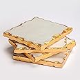 Amazon.com: Marble Coasters Set of 4 with Gold Trim - 4 Inch Square ...