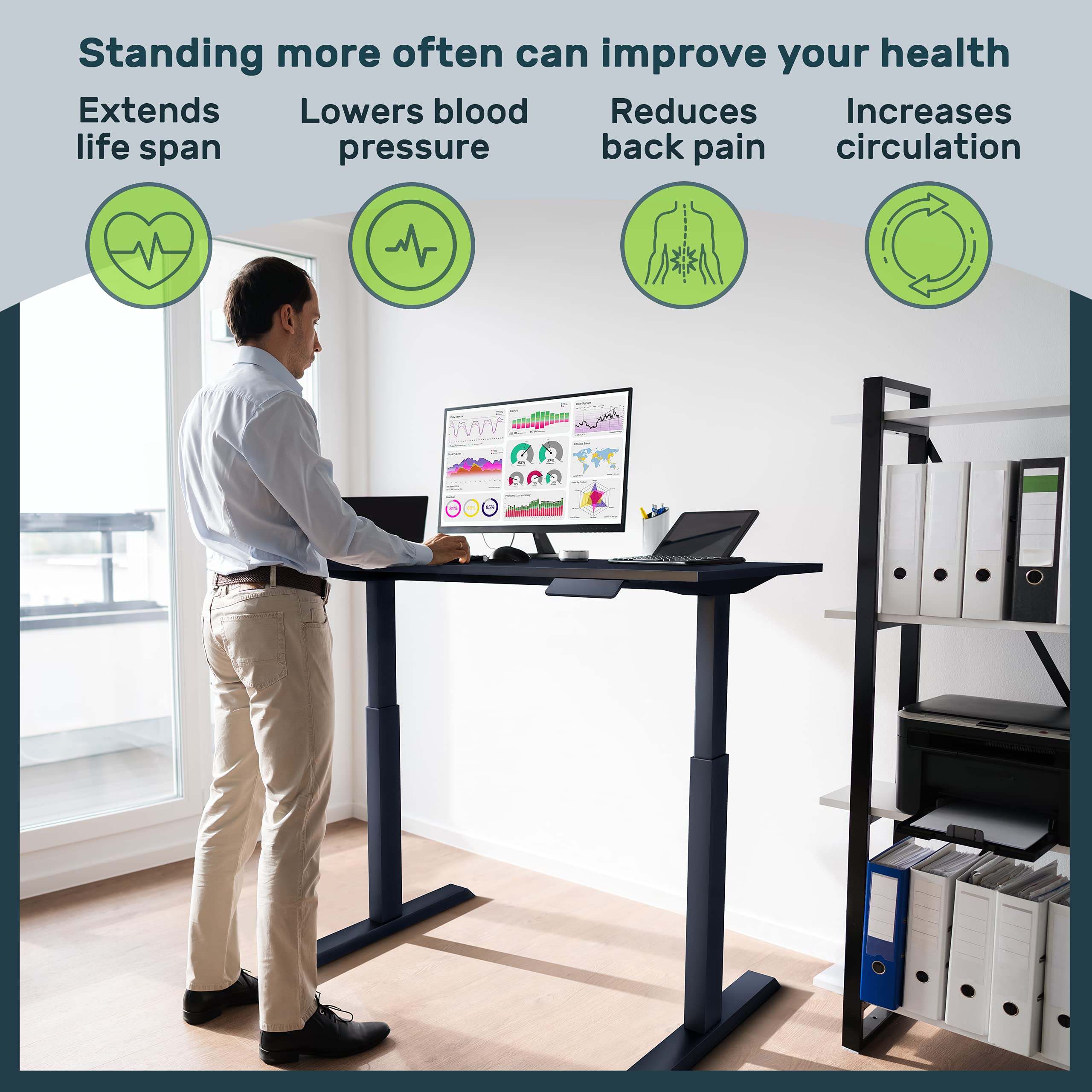 Mua TechOrbits 47 Inch Electric Standing Desk Frame with Tabletop ...