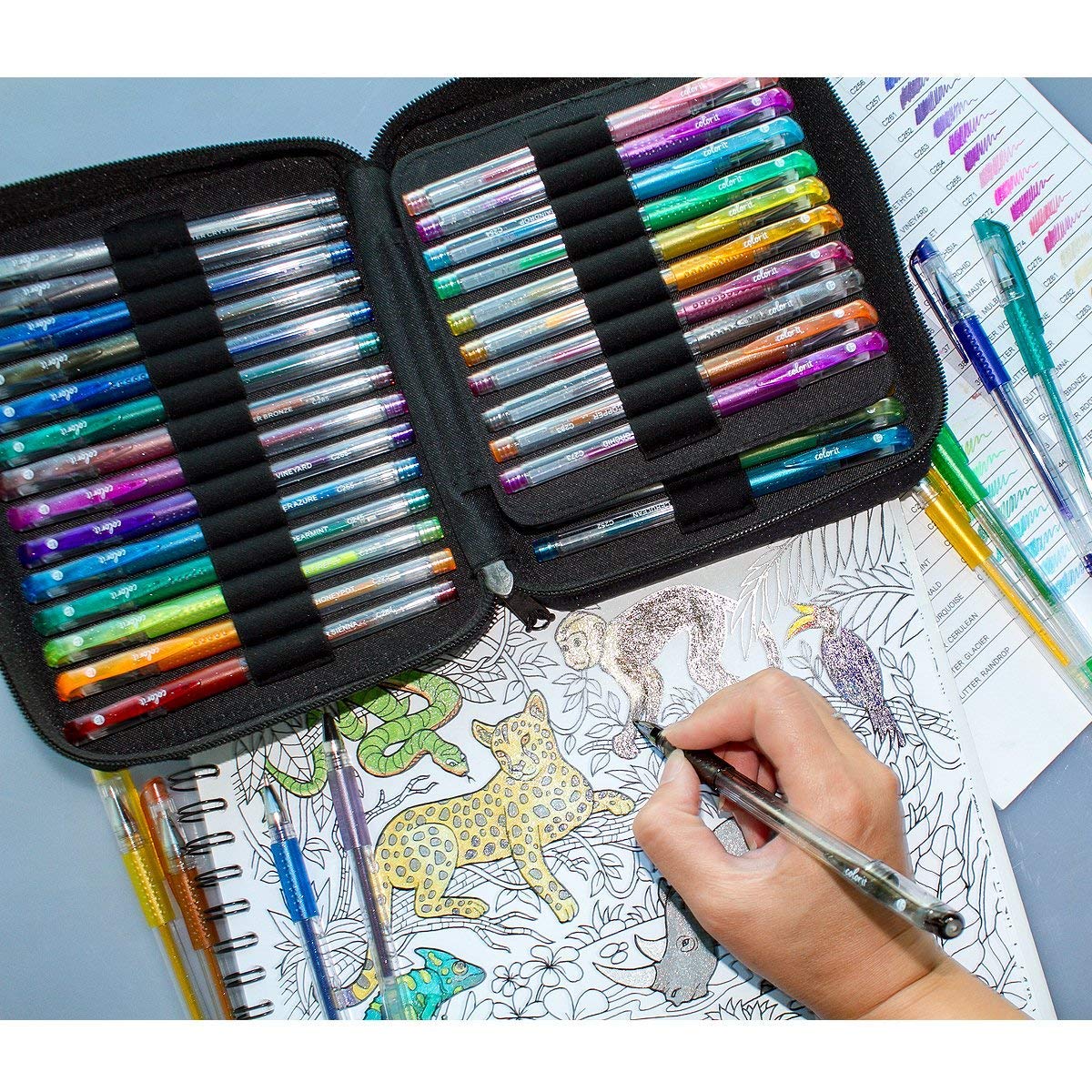 ColorIt 48 Glitter Gel Pens For Adult Coloring Books ALL NEW Glitter colorit-48-glitter-gel-pens-for-adult-coloring-books-all-new-glitter