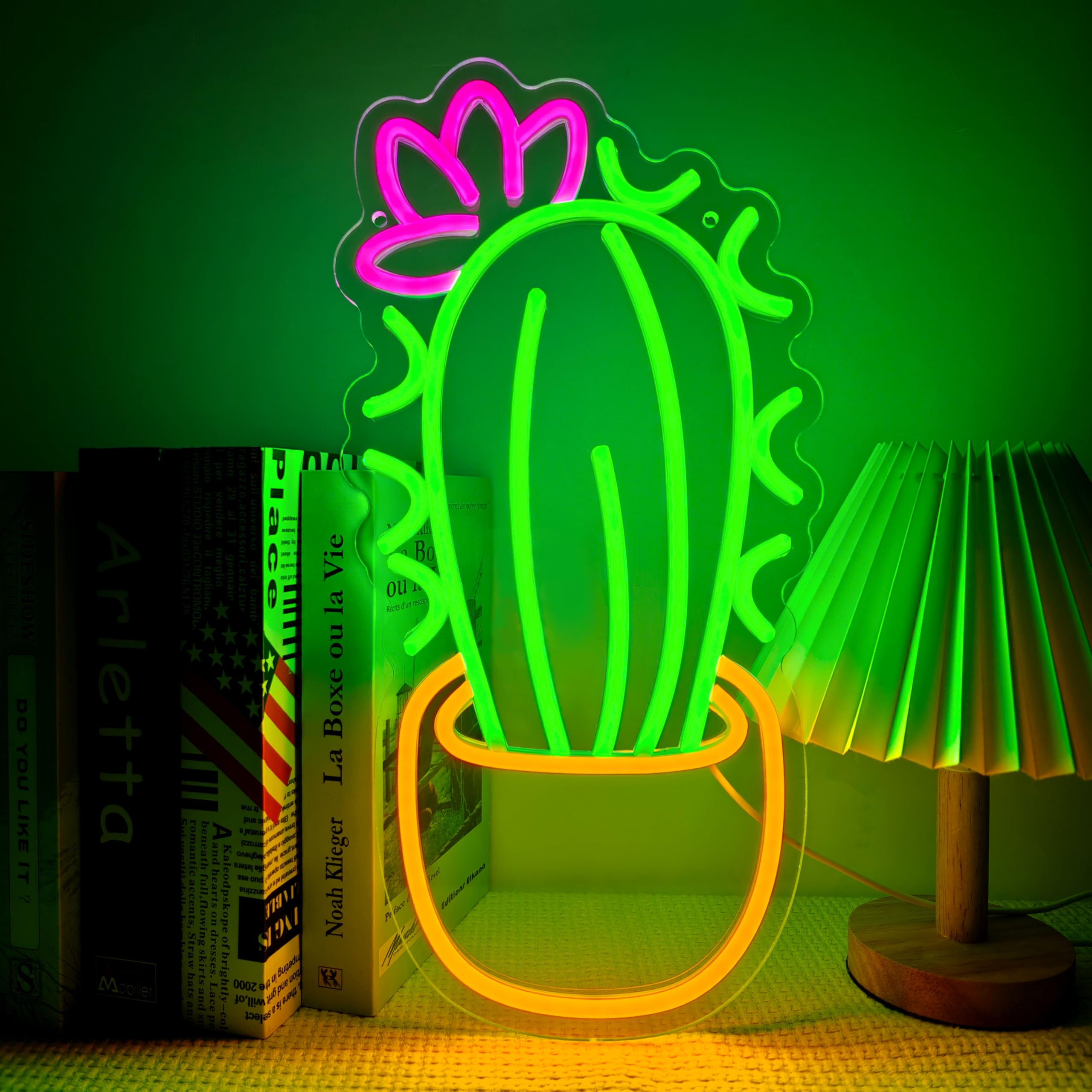 Artlast Cactus Neon Sign Cactus Potted Neon Light Cactus With a Flower ...
