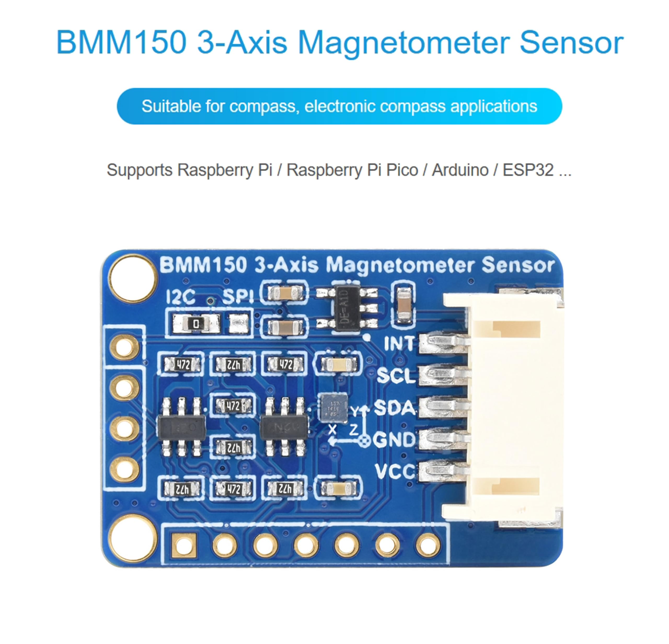 Mua Waveshare BMM150 3-axis Magnetometer Sensor, Compatible with ...
