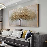 Amazon.com: Large Wall Art Gold Abstract Tree Of Life Framed Modern Artwork Canvas Painting ...