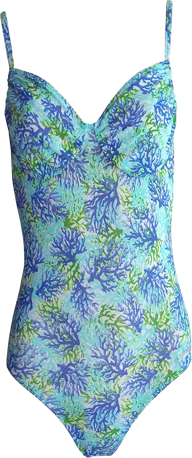 Solar Tan Thru Badeanzug in grün/türkis/blau, mit Glanzeffekt, Gr. 38 B ...