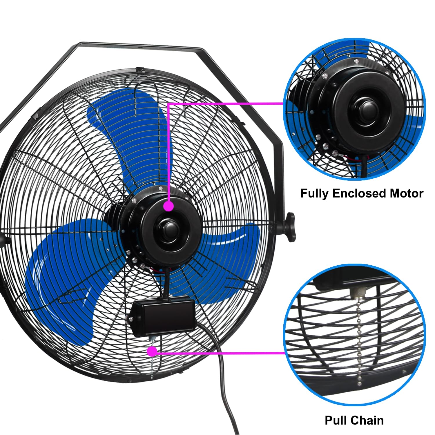 Mua KEN BROWN 18 Inch Wall Mount Fan Outdoor, 4300CFM Metal Wall Fan, 3 ...