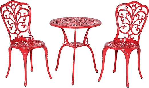 Amazon.com: Meadow Décor Bistro Table and Chair Set, Red Daisy: Garden ...