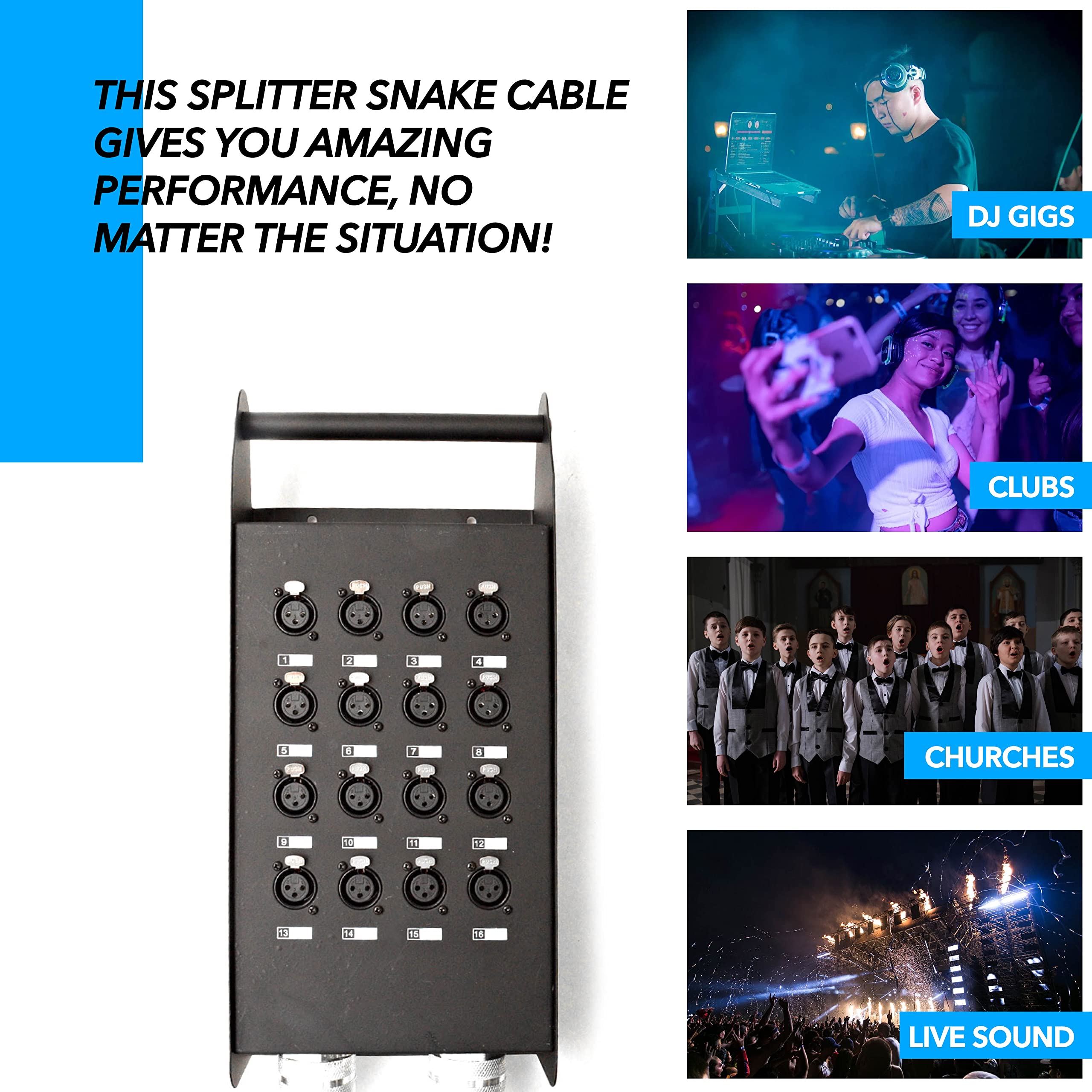 Seismic Audio - New 16 Channel XLR Send Splitter Snake Cable With Box ...