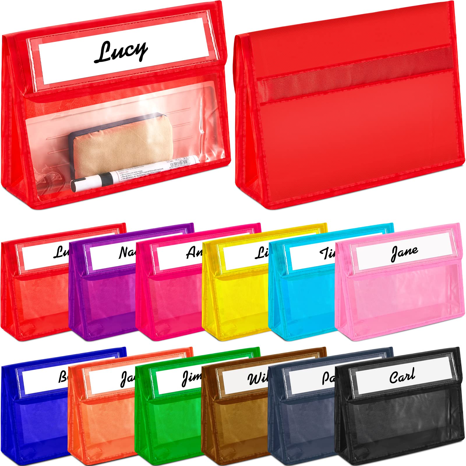 12 Pcs Magnetic Storage Pockets Whiteboard Accessory Case Classroom ...