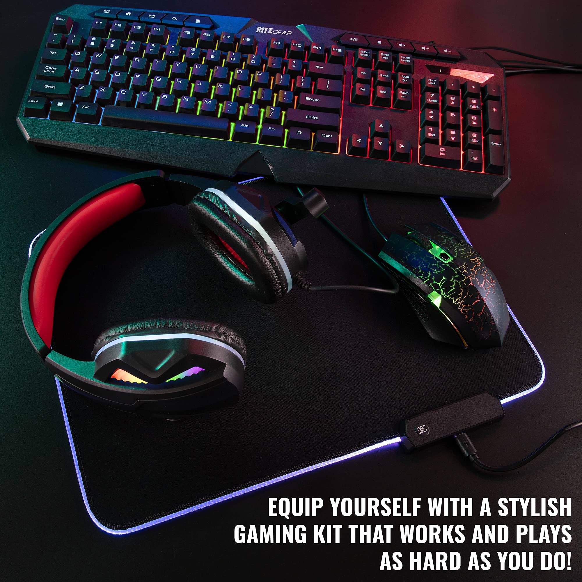 Mua RGB Gaming Accessories Kit | 4-in-1 Rainbow LED Backlight Bundle PC ...