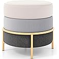 Amazon.com: Giantex Round Ottoman Foot Rest with 3 Colors Linen Fabric ...