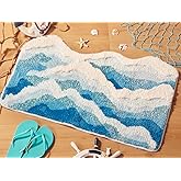Amazon.com: DyeFury Blue Ocean Wave Bath Mat, Cute Funky Bathroom Rugs ...