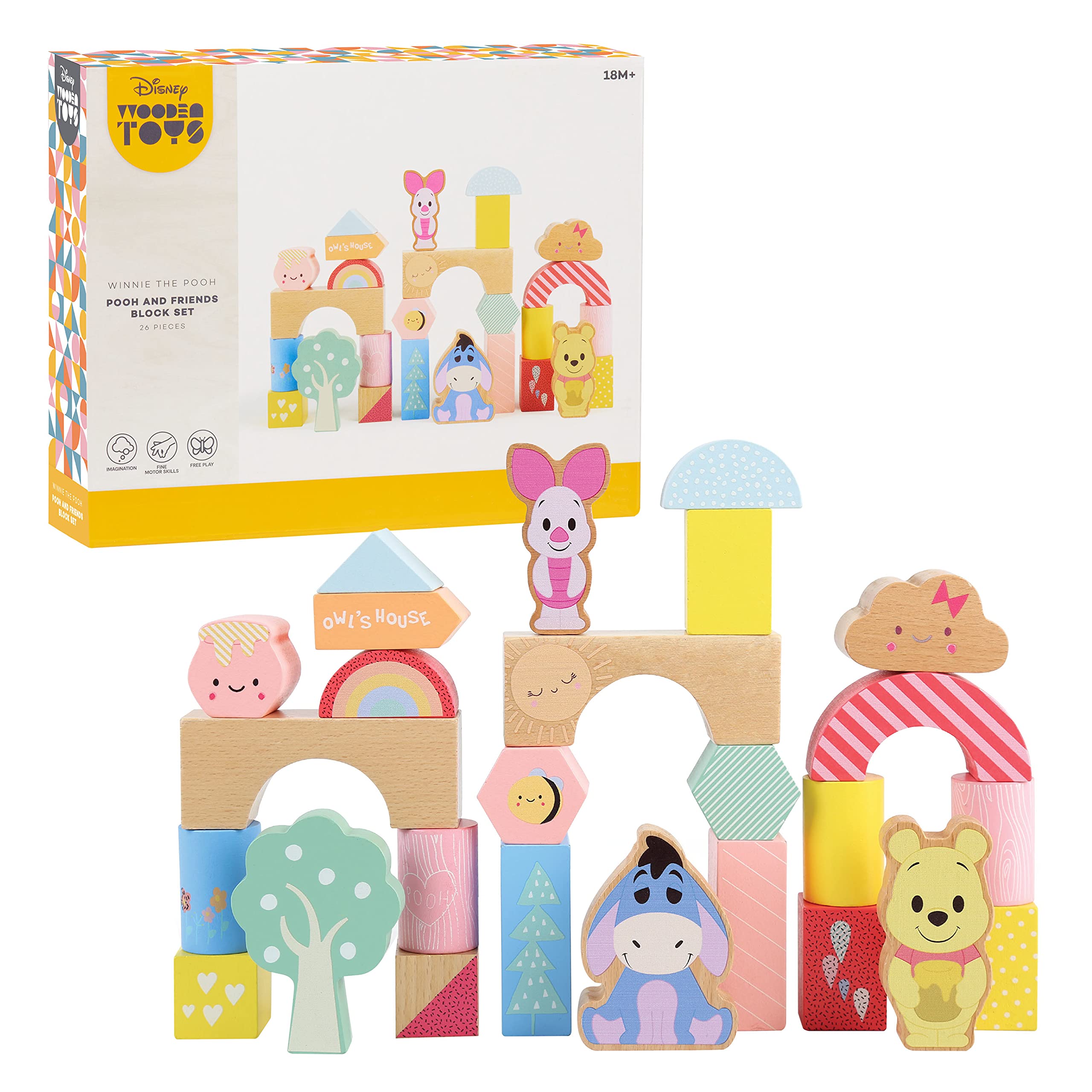 Mua Disney Wooden Toys Winnie the Pooh & Friends Block Set, 26-Pieces ...