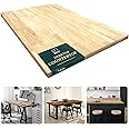 Amazon.com: Bme Hevea Solid Wood Butcher Block Table Top, Desk top ...