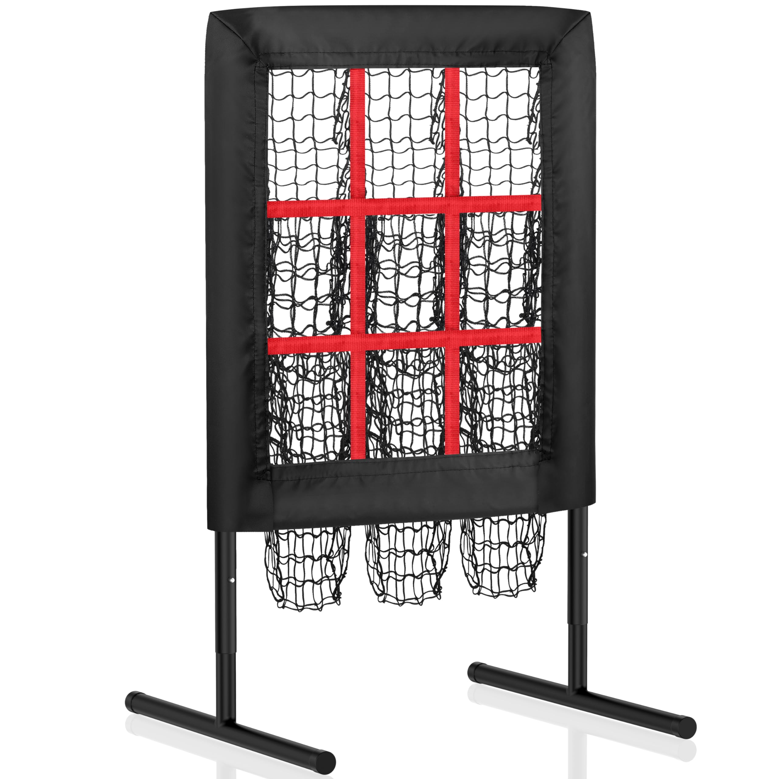 9 Hole Baseball Pitching Net, Portable & 3 Height Adjustable Softball ...