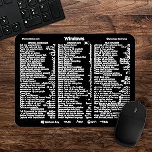 SYNERLOGIC Windows 10/11 Ultimate Keyboard Shortcut Reference Guide Mousepad V2.0 (Black ...
