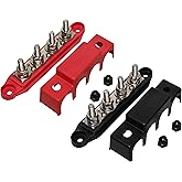 Amazon.com: (Red & Black) 3/8" 4 Stud Bus BAR Power Distribution Block - Made in The USA - for ...