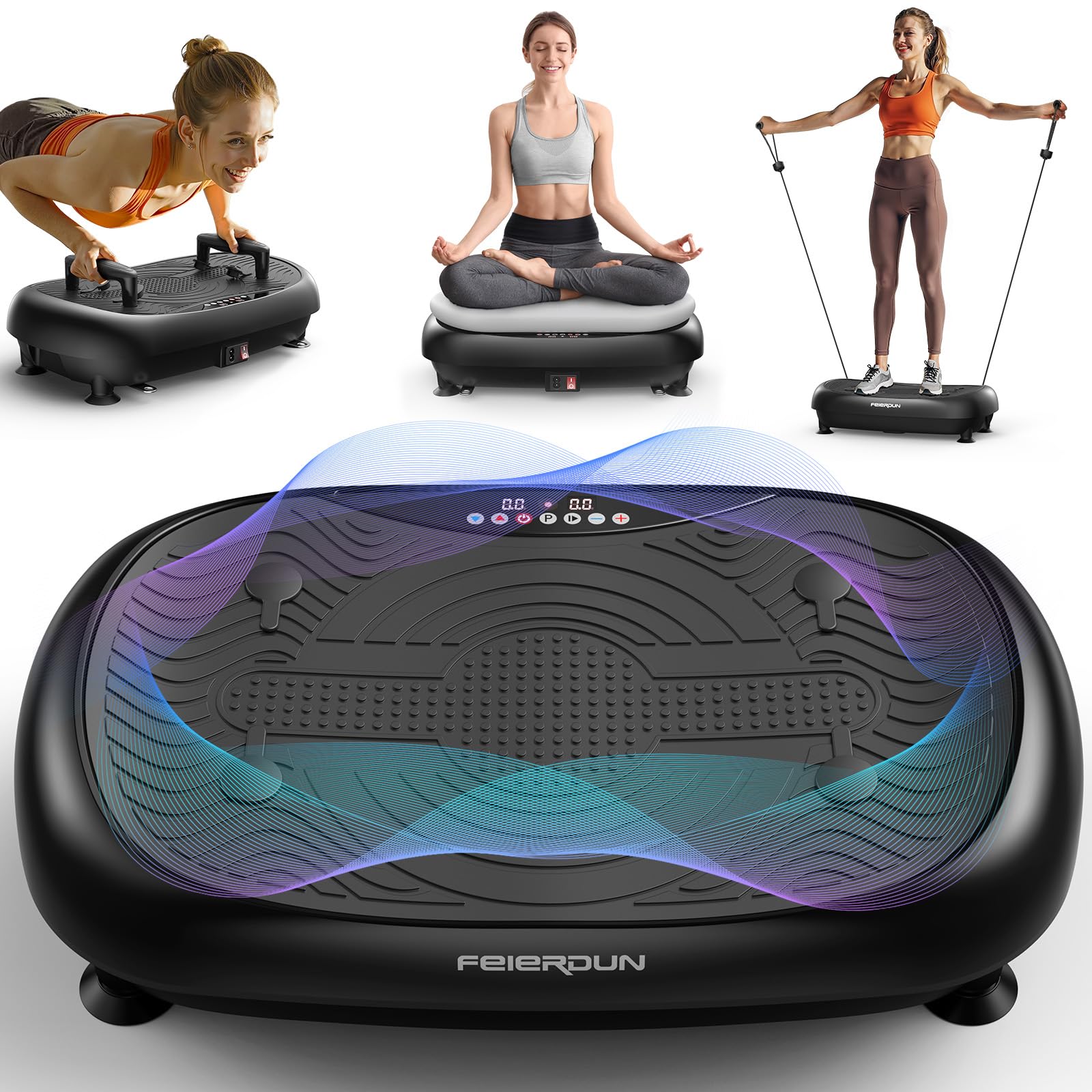 FEIERDUN Assisted Version Vibration Plate, Whole Body Vibration Plate Exercise Machine for ...