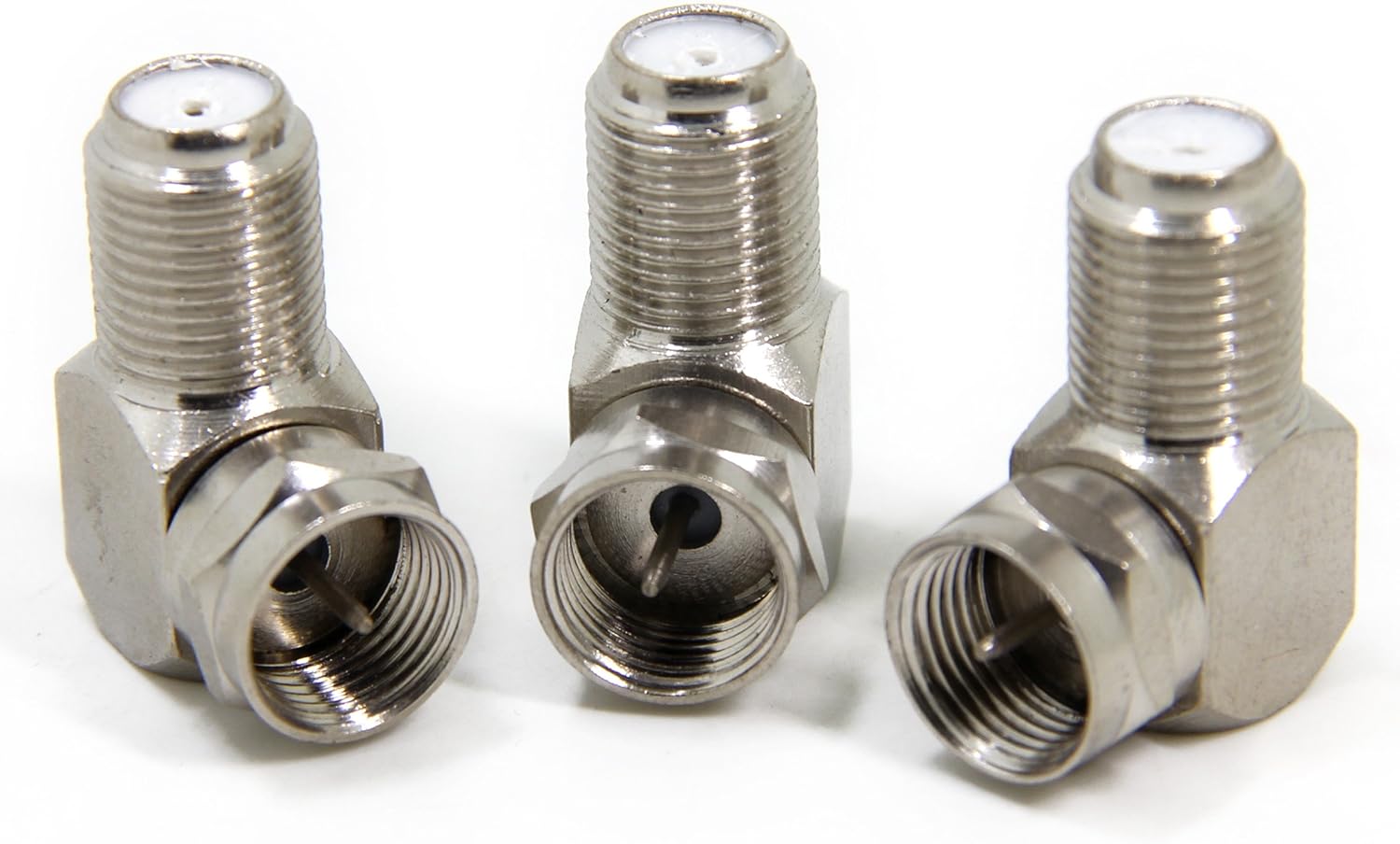 Ancable 3-Pack Right Angle F Type Adapters, Screw On Male to Female 90 ...