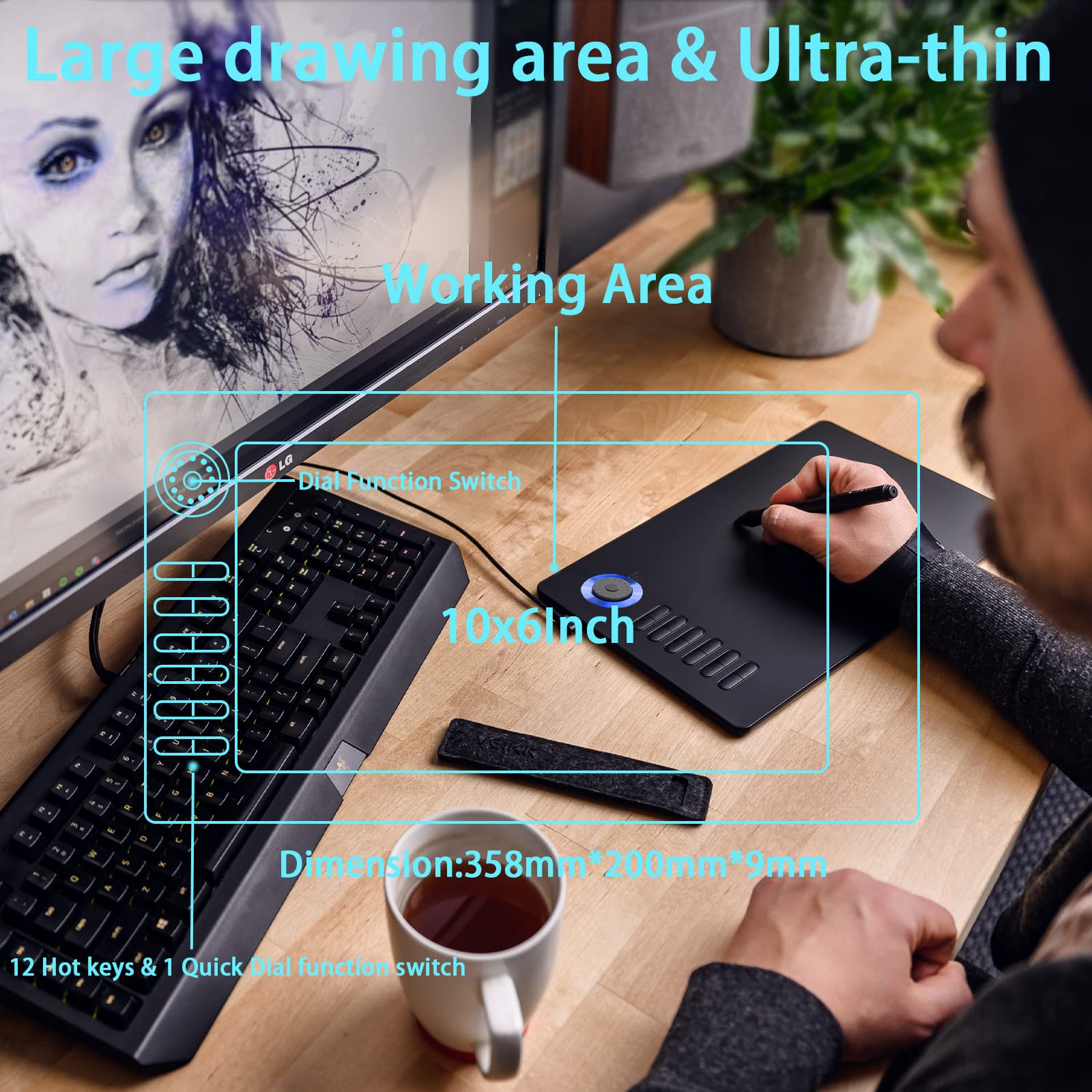 Mua VEIKK A15 Pro Graphics Drawing Pen Tablet : Large Active Area ...