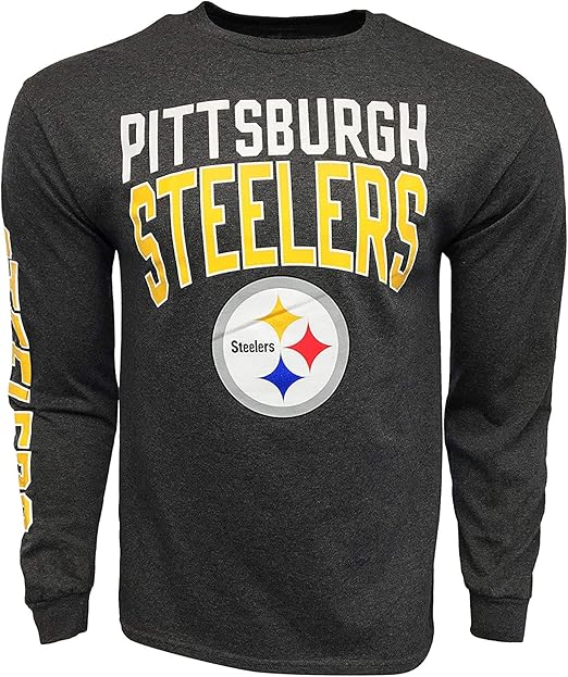 NFL Team Apparel Men's Pittsburgh Steelers Long Sleeve T-Shirt Cotton ...