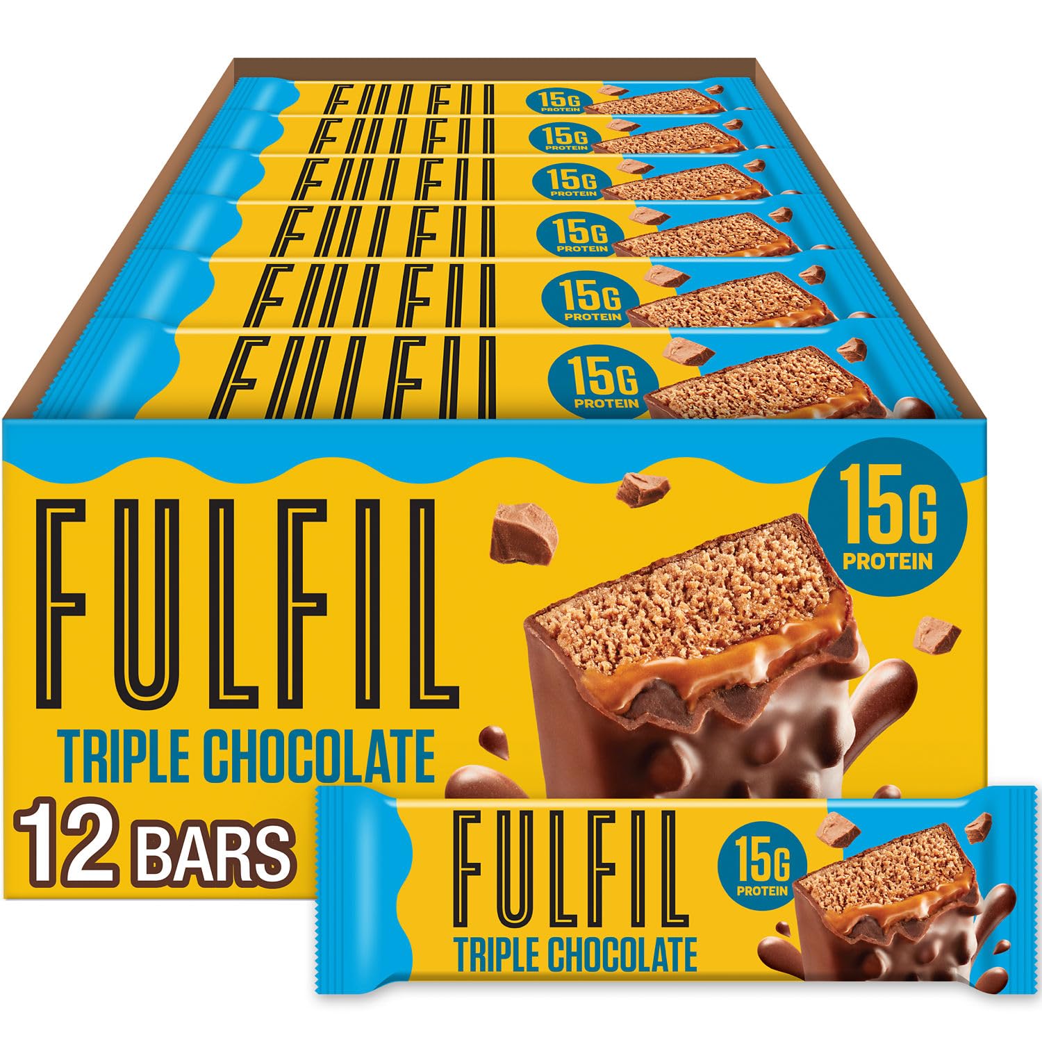 FULFIL Protein Snack Bars Flavored, Triple Chocolate, Gluten Free with ...