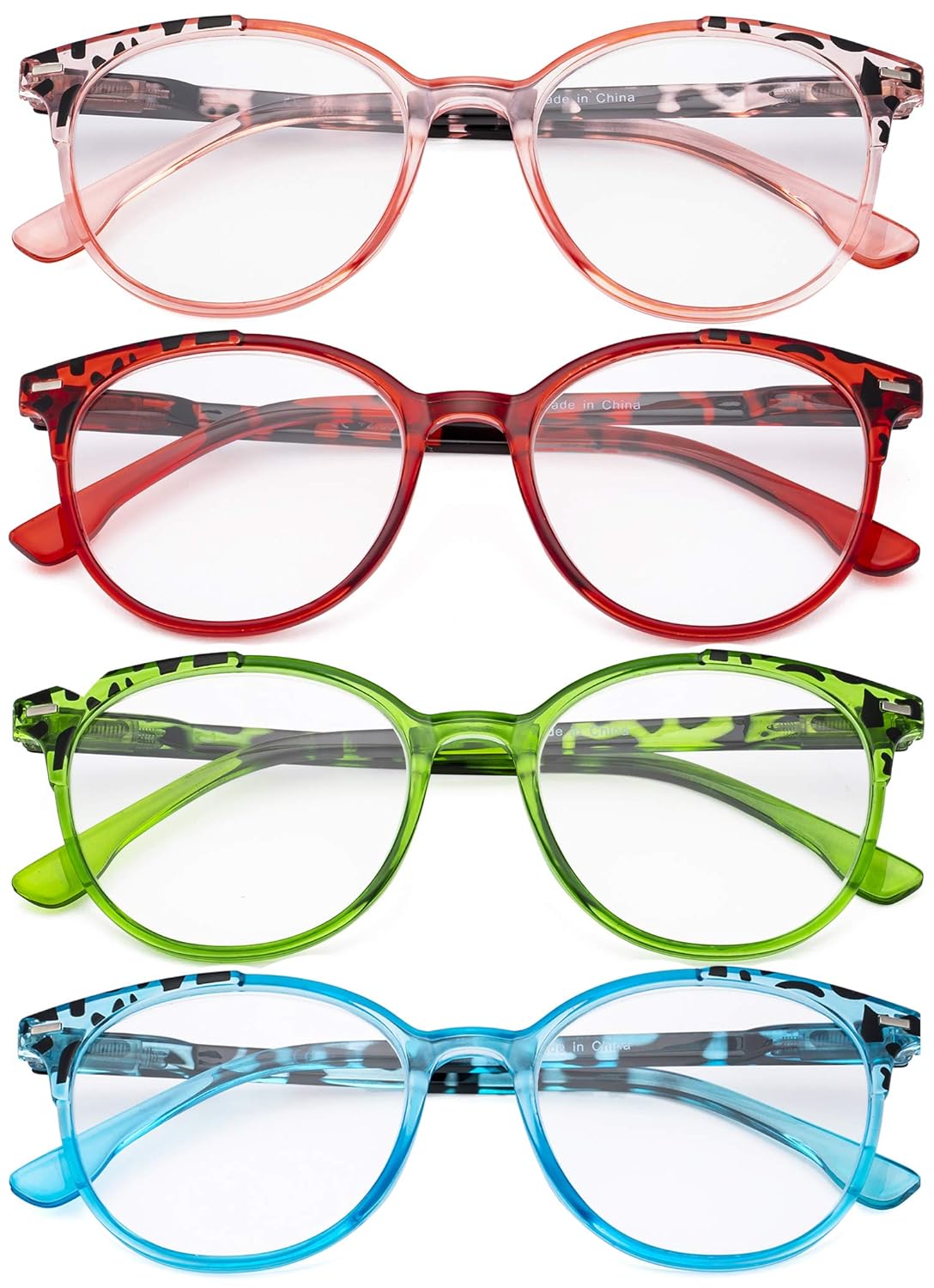 Buy CessBlu Ladies Stylish 4 Pack Reading Glasses Oversized Round